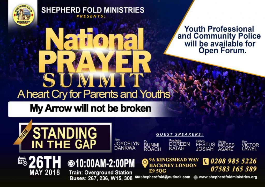 National Prayer Summit (26th May, 2018 / 10am – 2pm) – Shepherd Fold ...